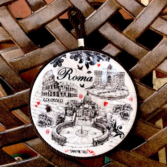 Kitchen | Vintage Ceramic Tile Coaster Roma Italy Hangable | Poshmark